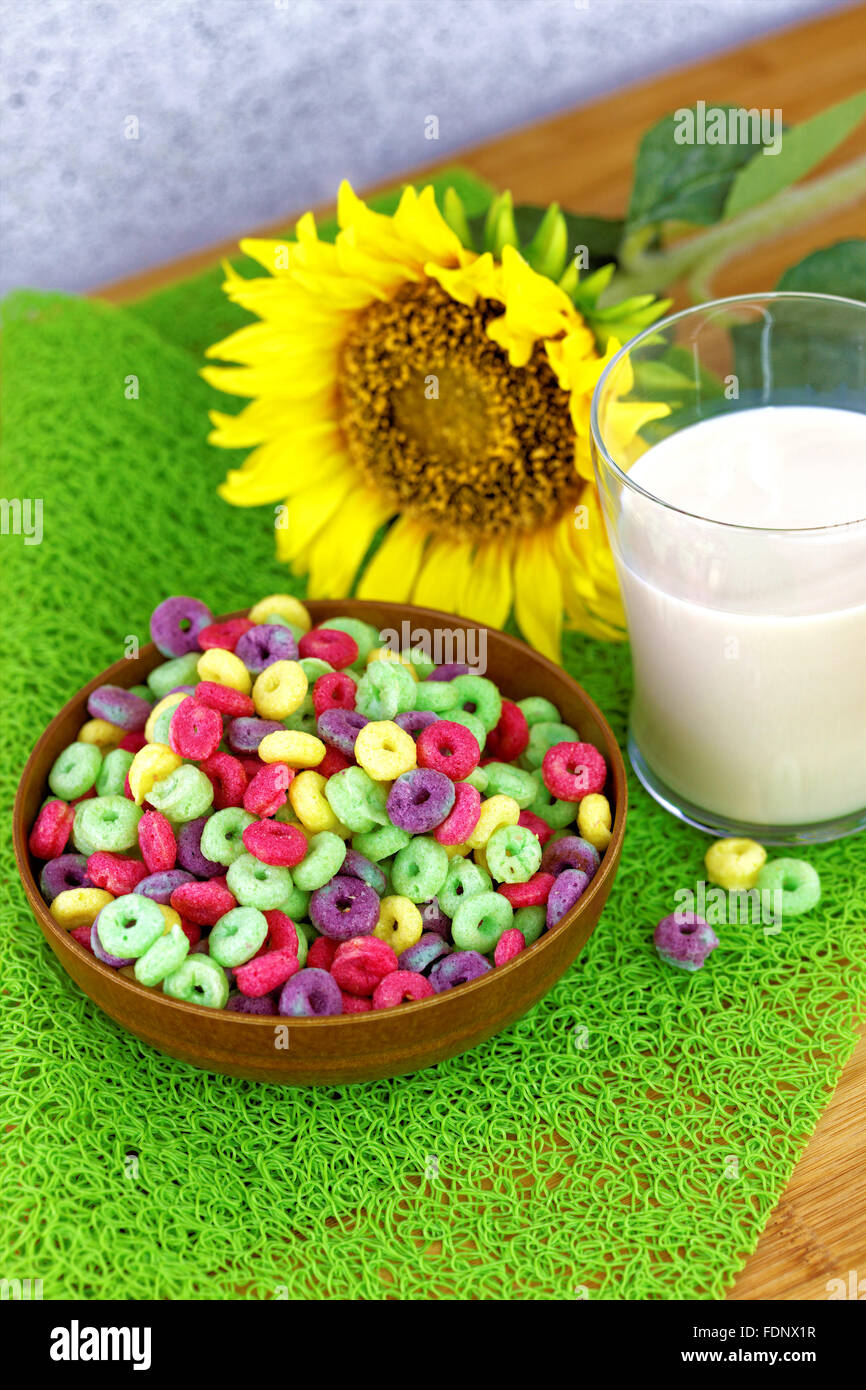 Colorful breakfast cereals Stock Photo - Alamy