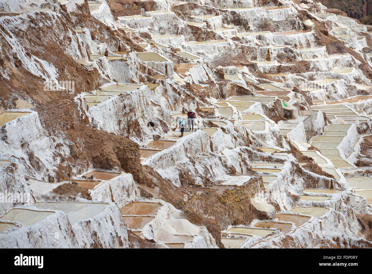 Salina de Maras, the traditional inca salt field in Maras near Cuzco in ...