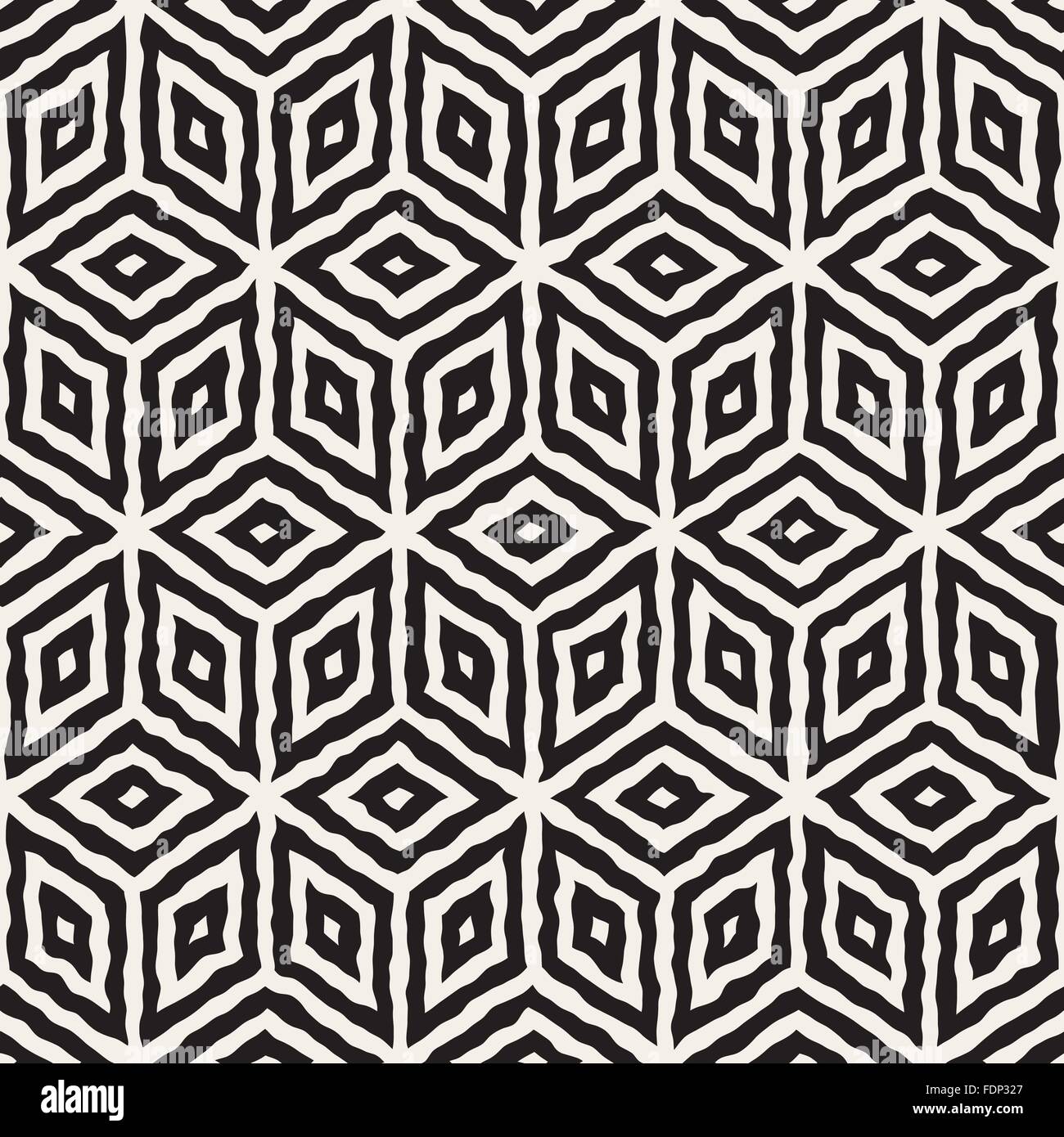 Vector Seamless Black And White Hand Painted Geometric Rhombus Lines ...