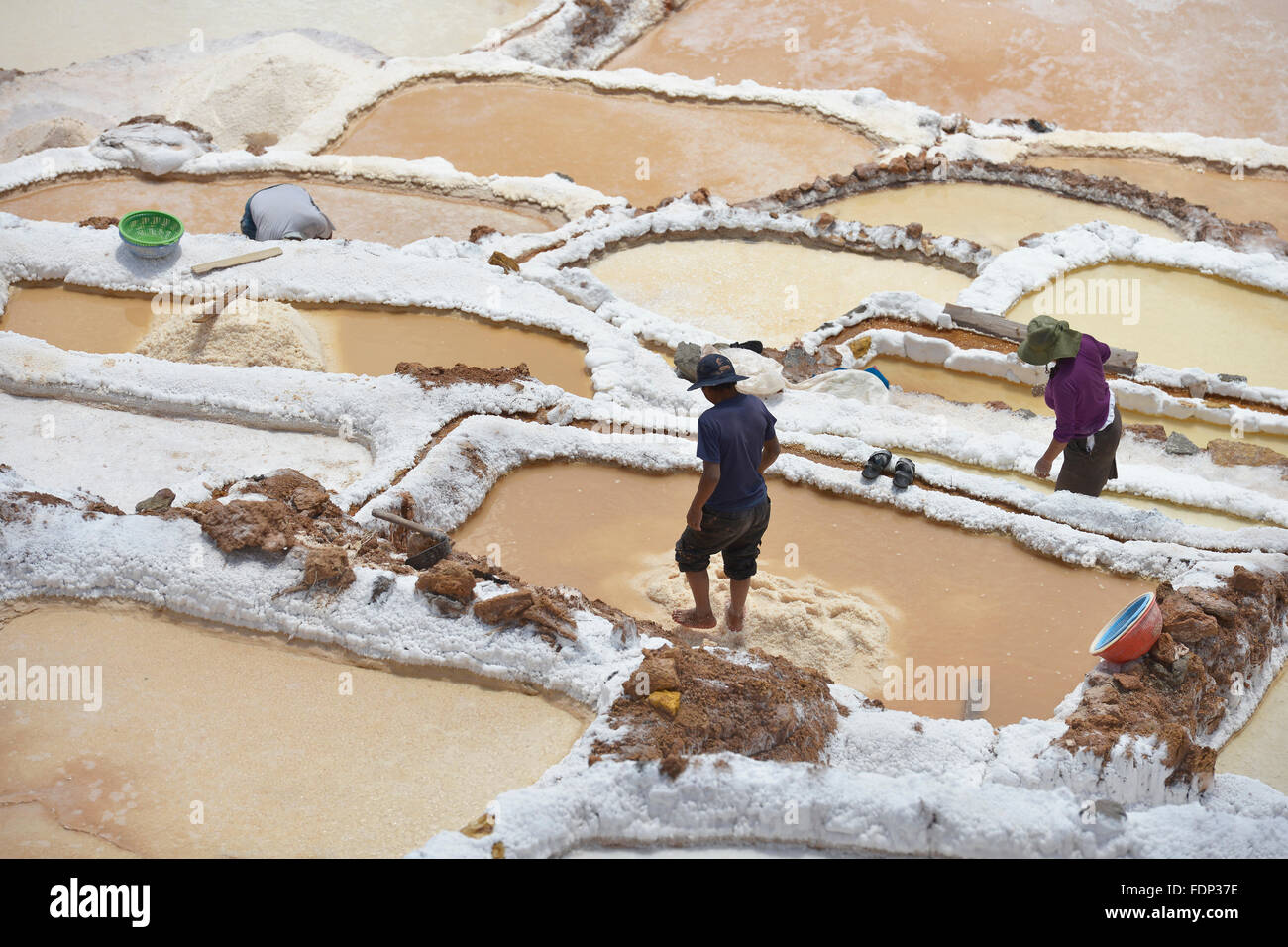 Salina de Maras, the traditional inca salt field in Maras near Cuzco in ...