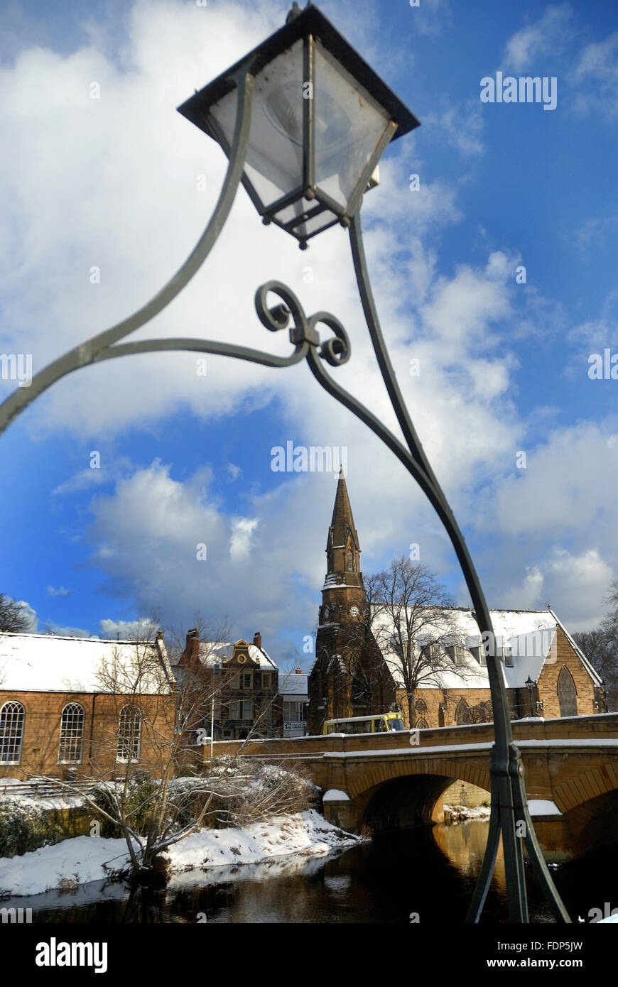 Morpeth and river Wansbeck in the snow Stock Photo - Alamy