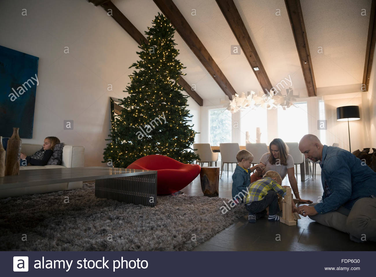 Christmas tree wood floor hi-res stock photography and images - Alamy