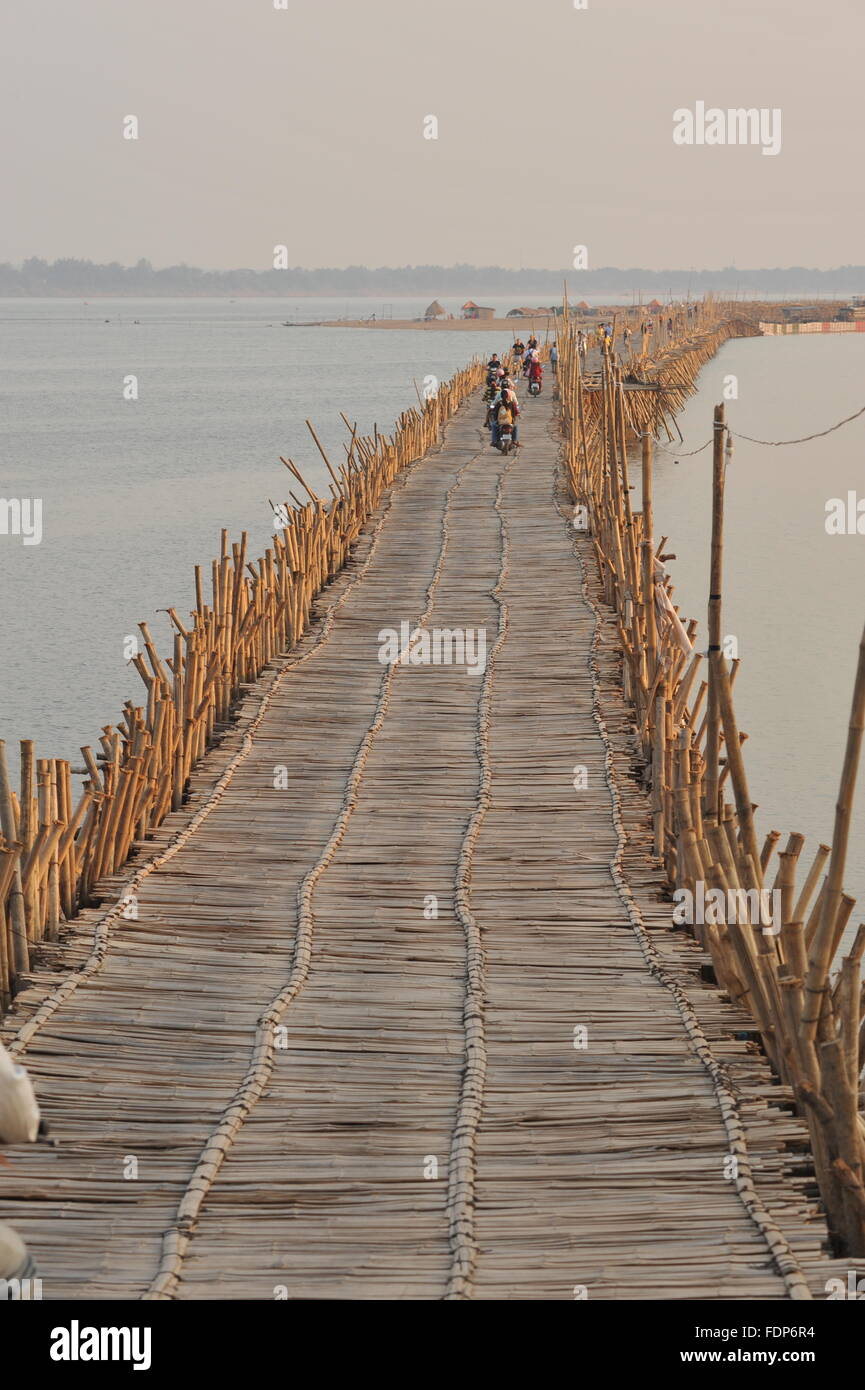The Bamboo Bridge on the Mekong River, Kampong Cham, Cambodia. © Kraig ...