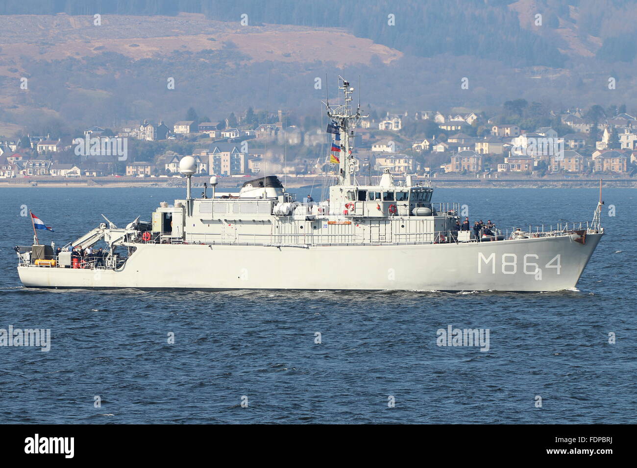 HNLMS Willemstad (an Alkmaar-class minehunter) passes Cloch Point prior ...