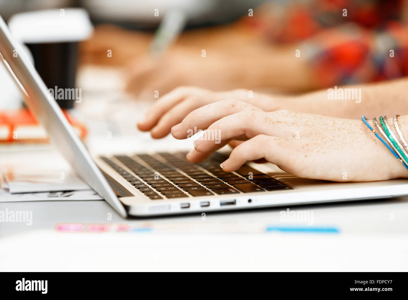Hands of office worker typing on the keyboard Stock Photo - Alamy