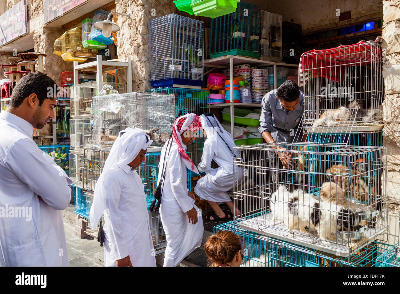 Local Boys Visiting The Animal Market, Souk Waqif, Doha, Qatar Stock ...
