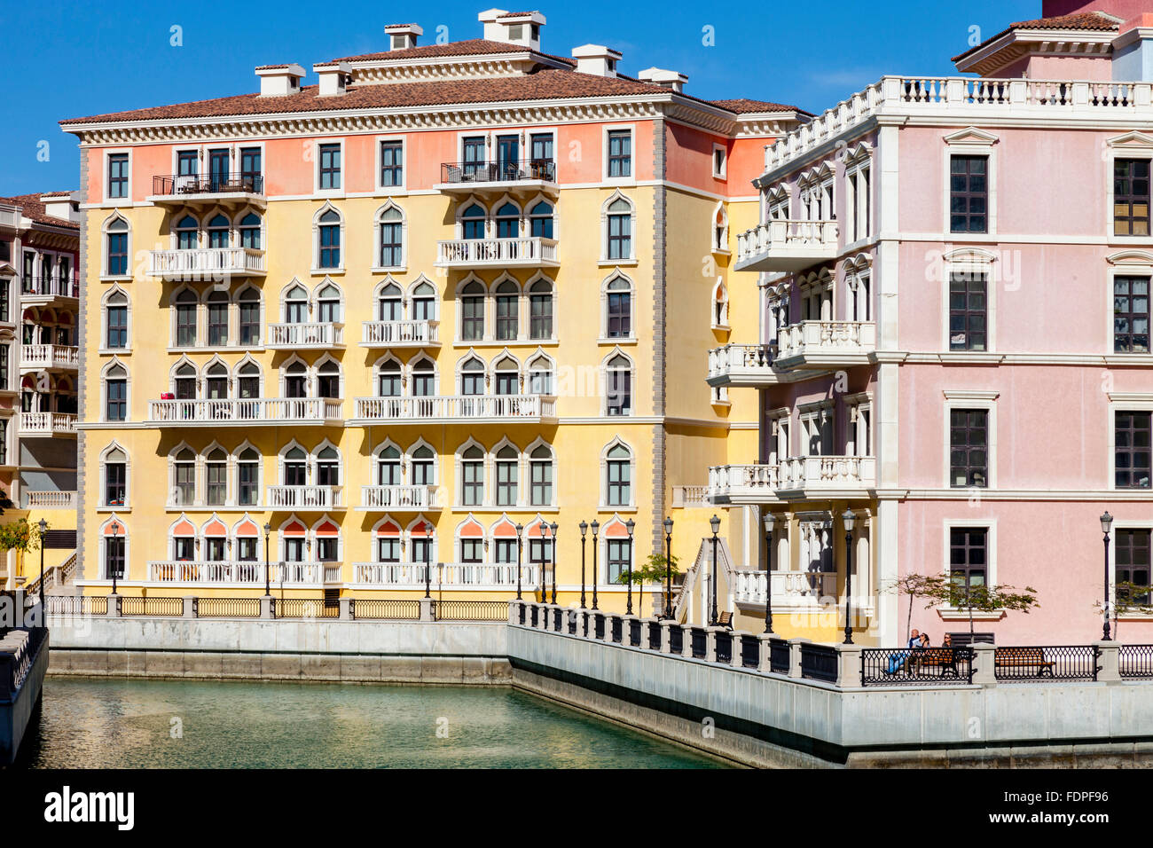 Colourful Venetian Style Houses At Qanat Quartier, The Pearl, Doha ...