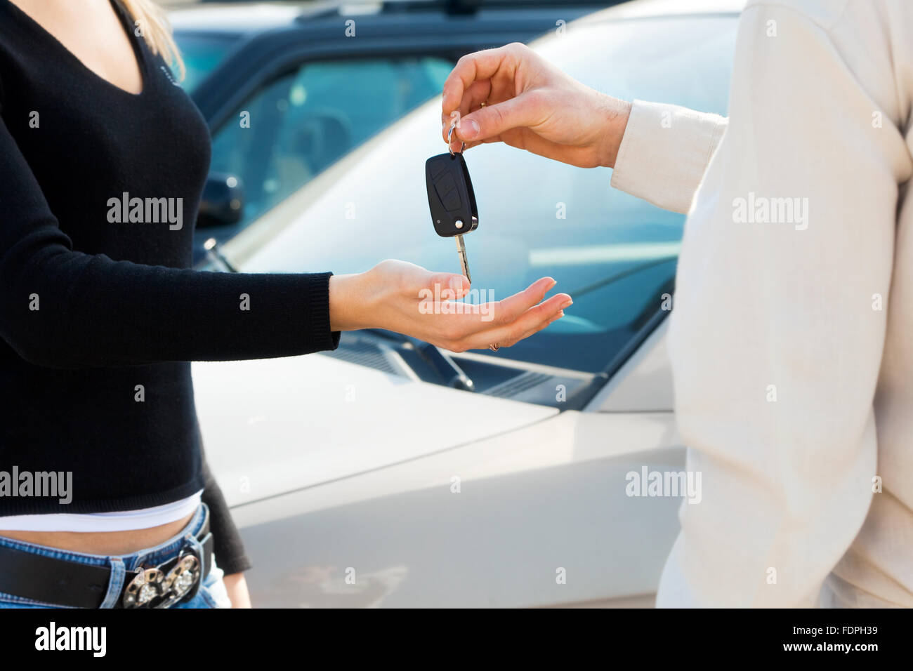 car buying,key handover,driver's license Stock Photo - Alamy