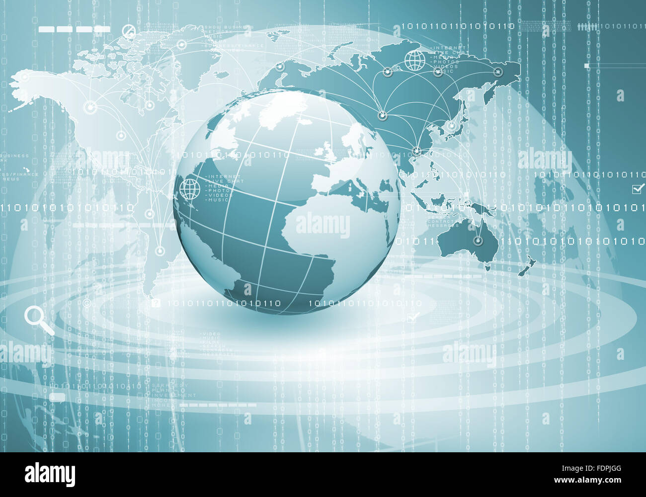 Blue globe on the digital technology background Stock Photo - Alamy
