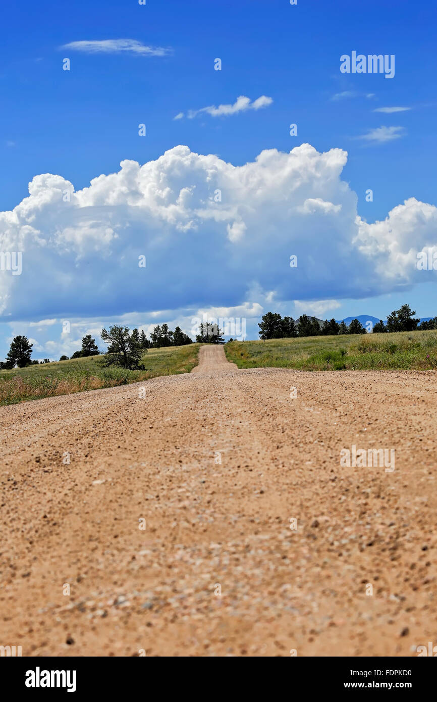 Vibrant image of a long dirt road that seems never-ending with a bright ...