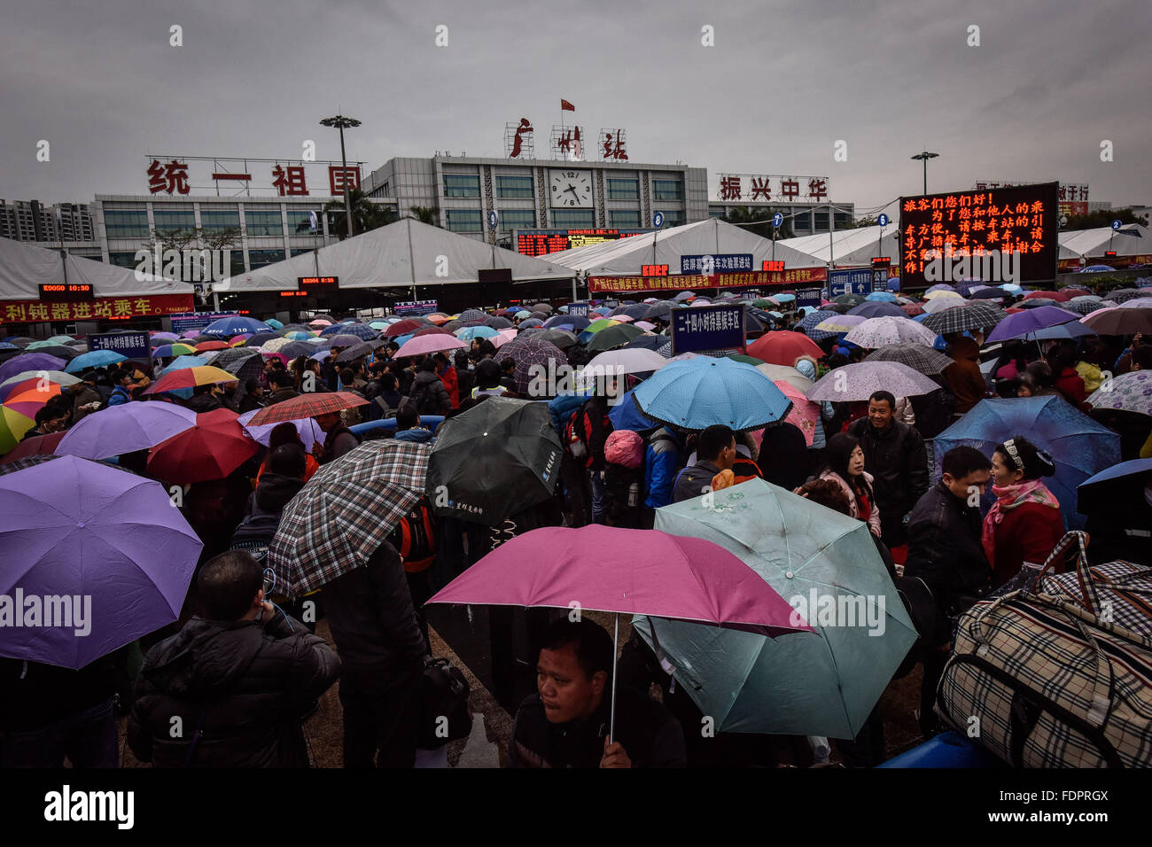 Guangzhou, China's Guangdong Province. 2nd Feb, 2016. Passengers wait ...