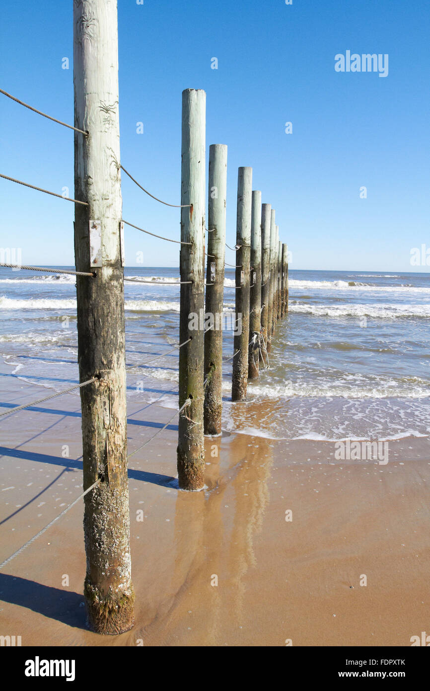 Fence leading into the ocean Stock Photo - Alamy
