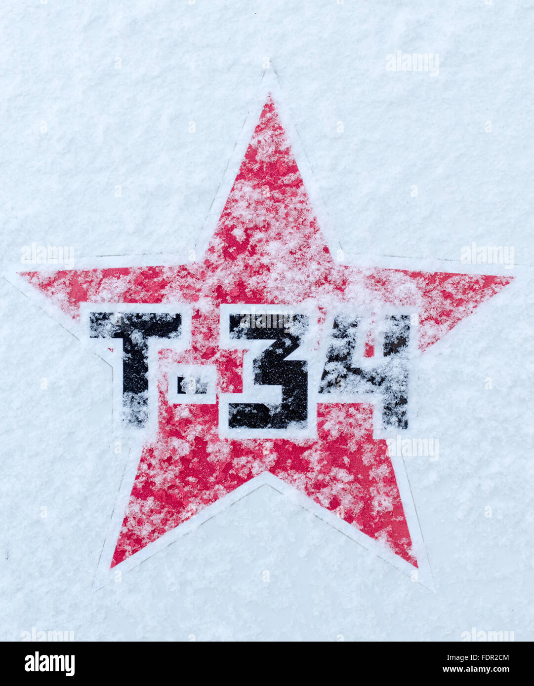 Russian T34 Tank in black font symbol sign using a red Soviet Style ...