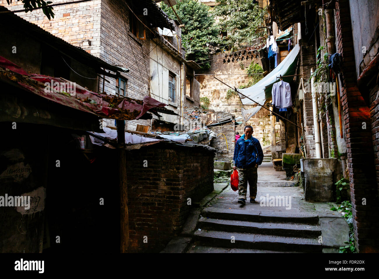 Chongqing, China - The view of famous old shanty town,Shibati, a local ...