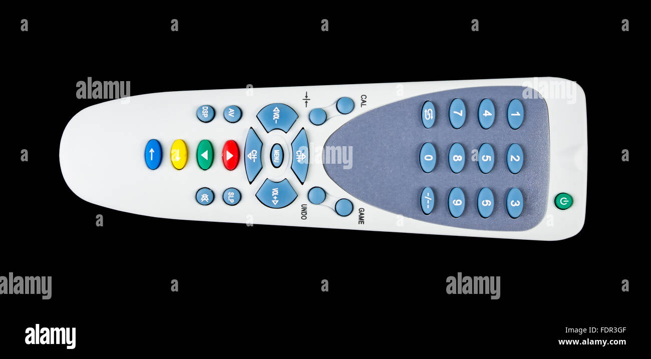 TV remote control isolated on black background Stock Photo - Alamy