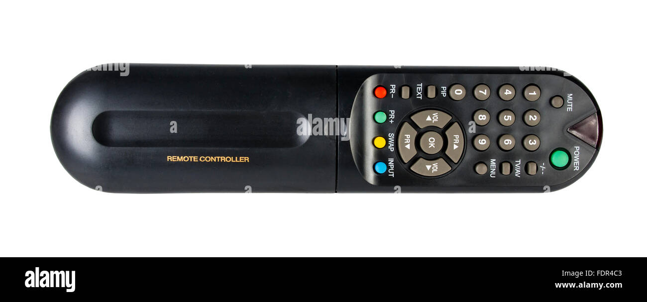 TV remote control isolated on white background Stock Photo - Alamy