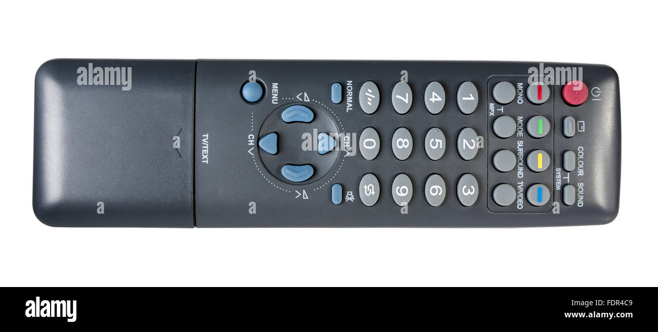 TV remote control isolated on white background Stock Photo - Alamy