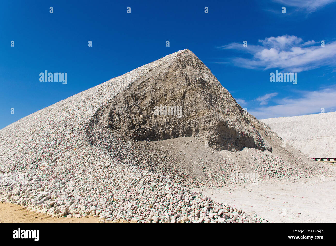 warehouse production in a quarry for the extraction of clay on blue sky ...