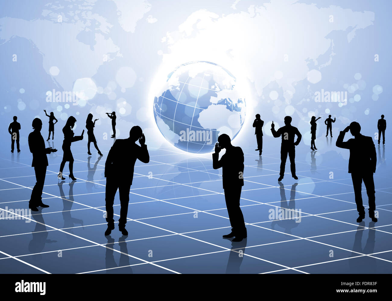 Human figures connected together in communication network Stock Photo ...