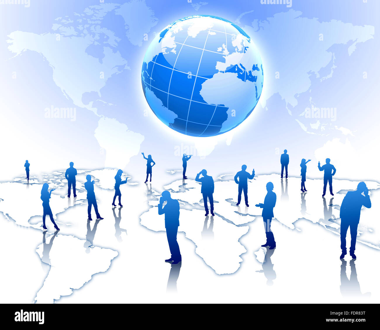 Human figures connected together in communication network Stock Photo ...