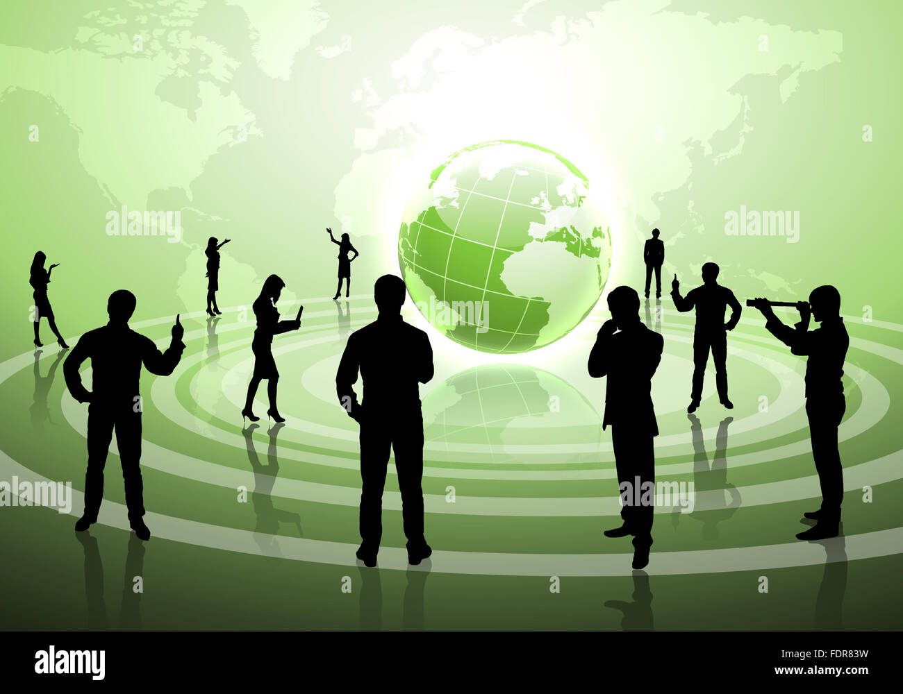 Human figures connected together in communication network Stock Photo ...