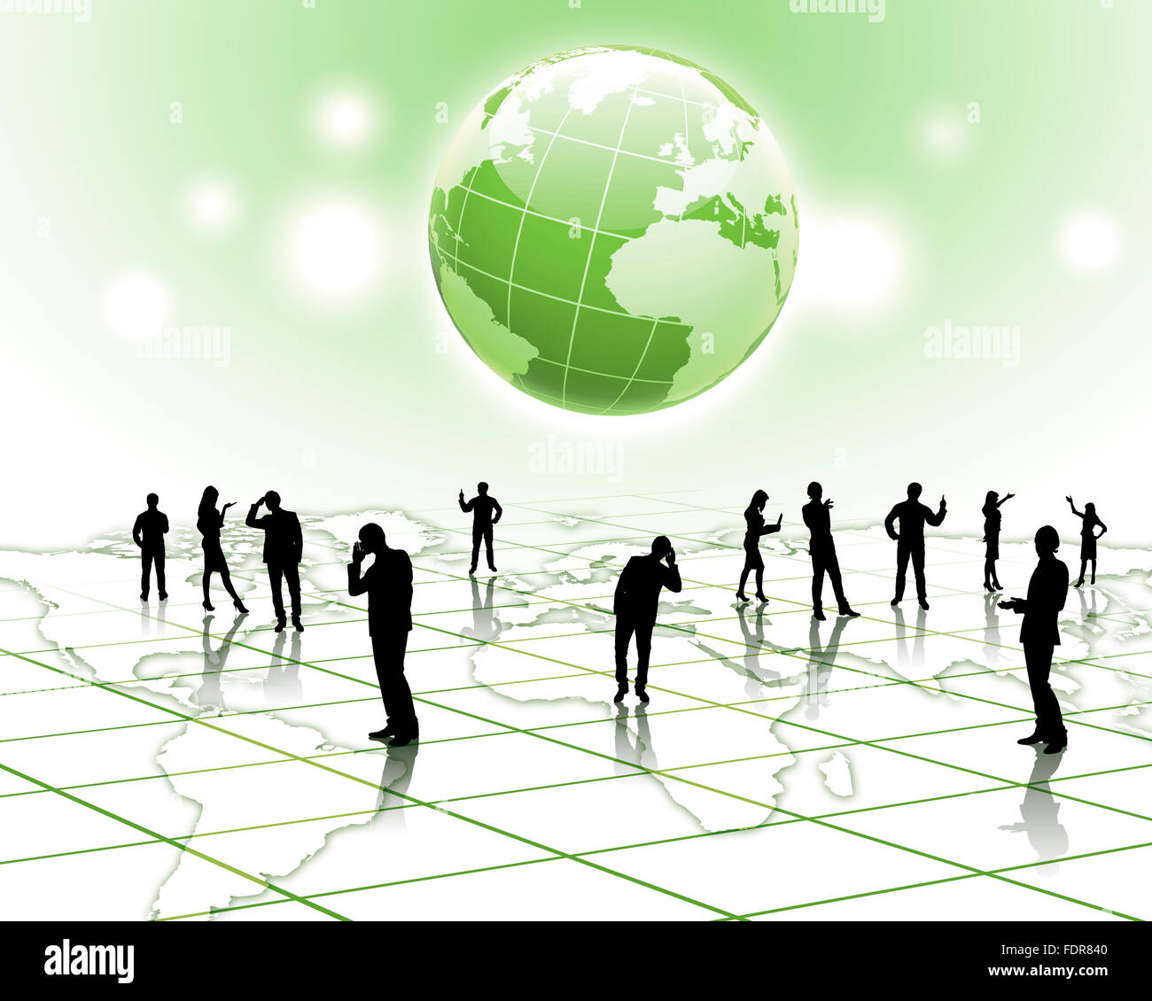 Human figures connected together in communication network Stock Photo ...