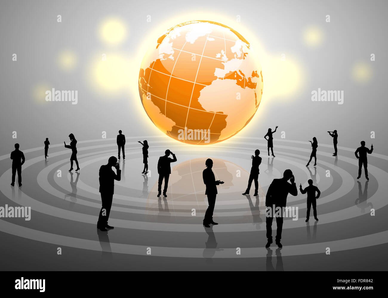 Human figures connected together in communication network Stock Photo ...