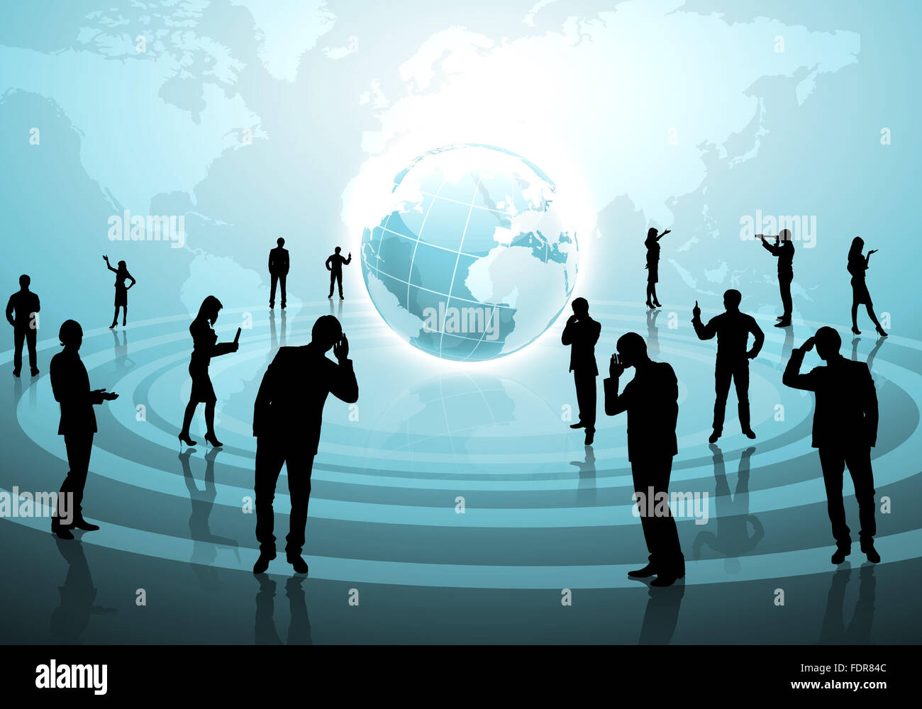 Human figures connected together in communication network Stock Photo ...