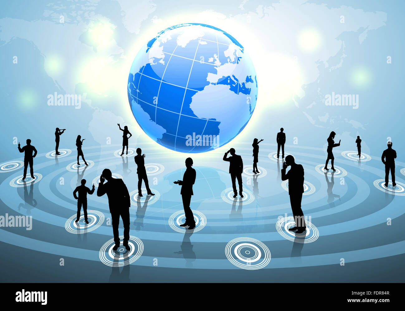 Human figures connected together in communication network Stock Photo ...