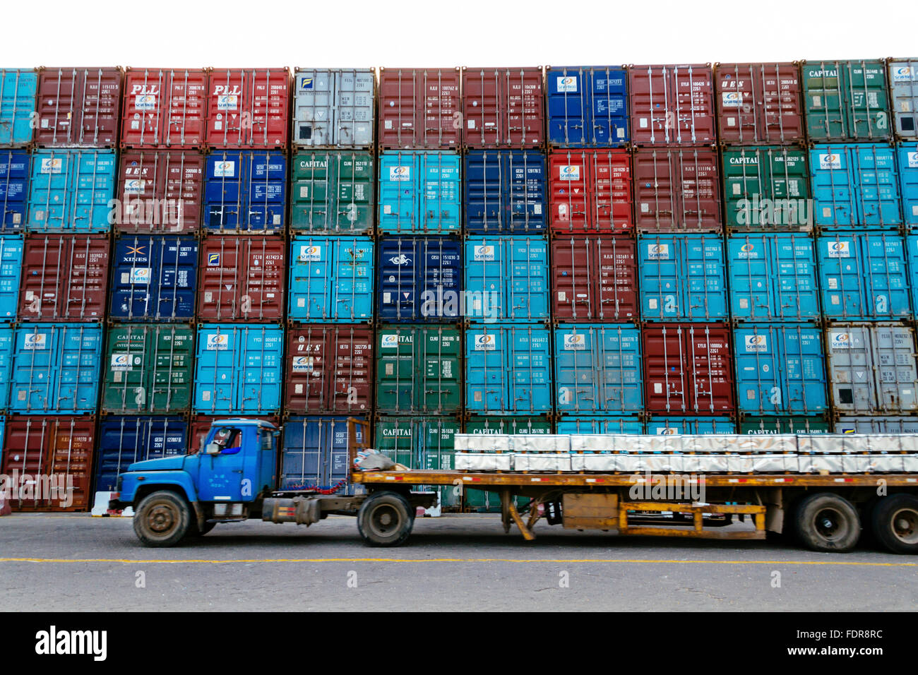 Haikou, Hainan province, China - The view of many containers at Xiuying ...