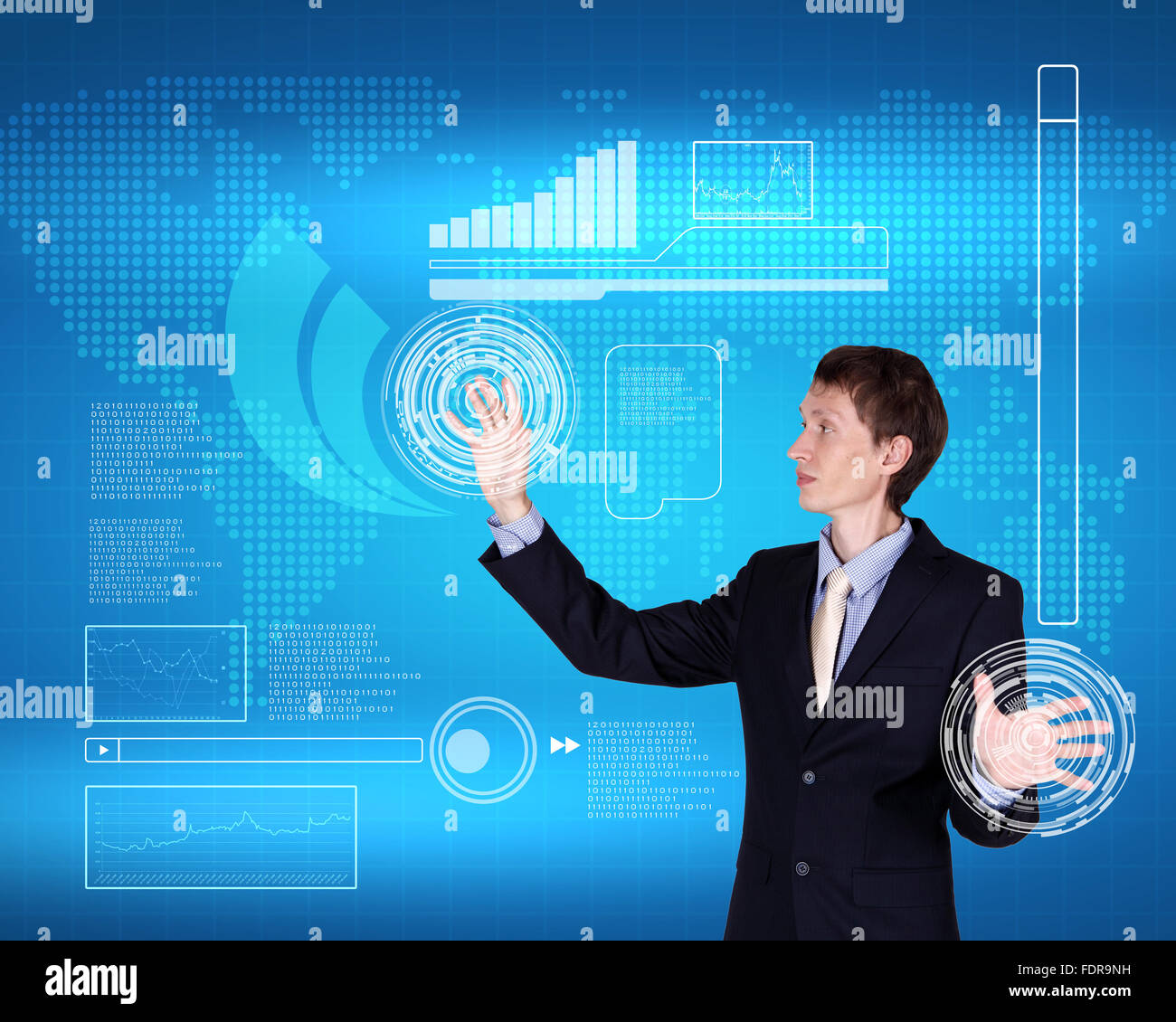 Image of a business person and technology related background Stock ...