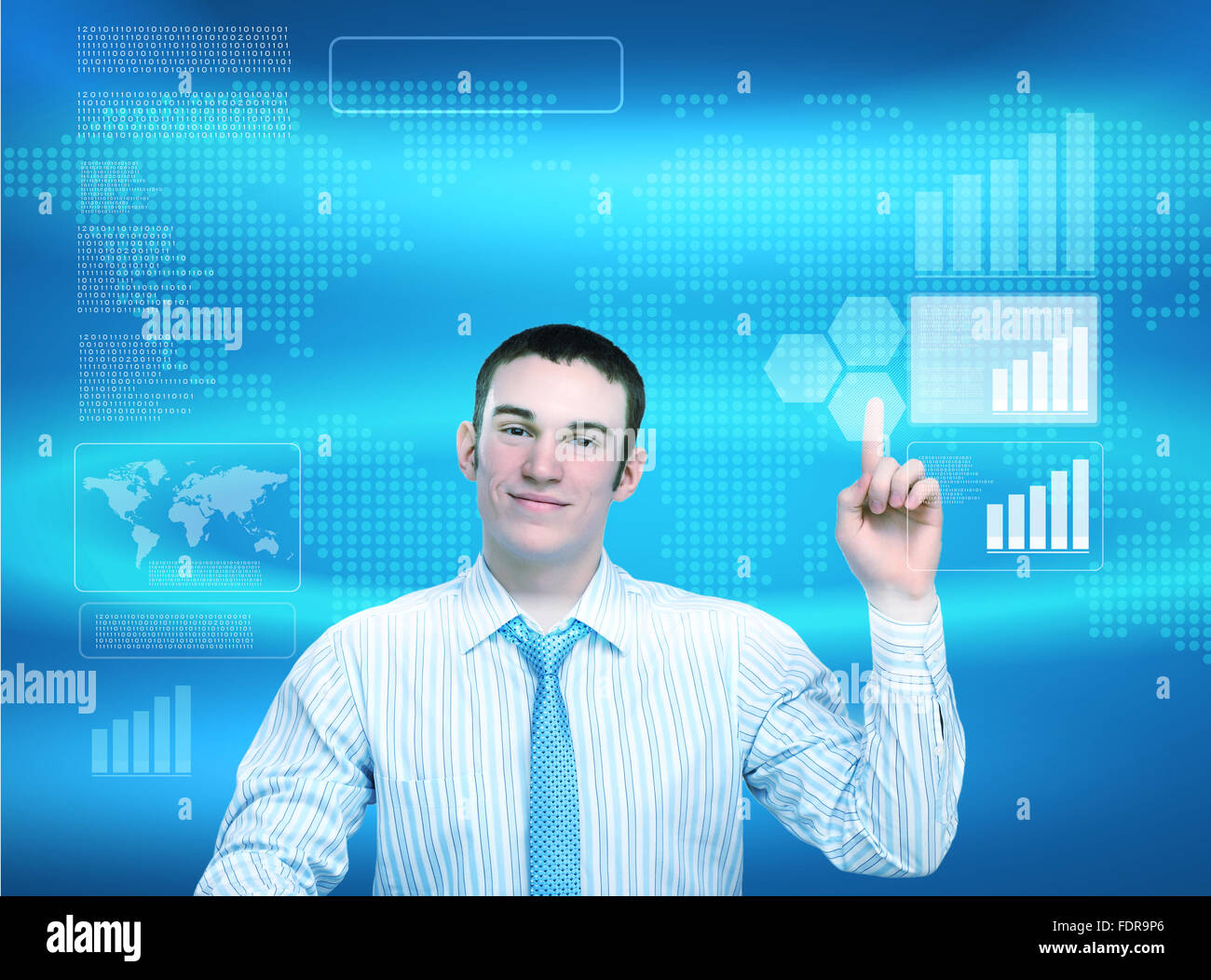 Image of a business person and technology related background Stock ...