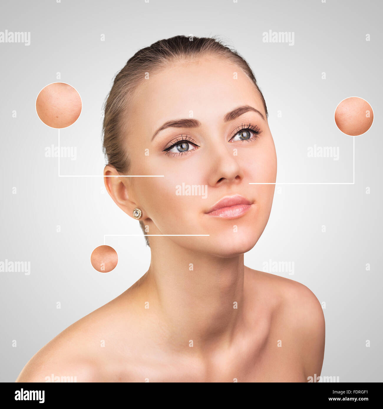 Female face with zoom circles Stock Photo - Alamy