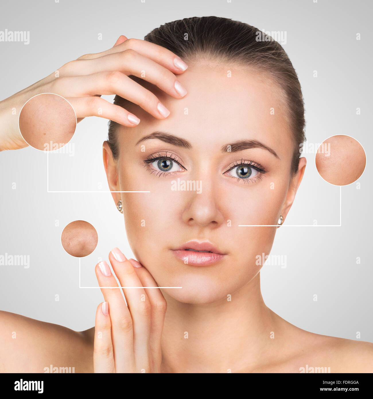 Female face with zoom circles Stock Photo - Alamy