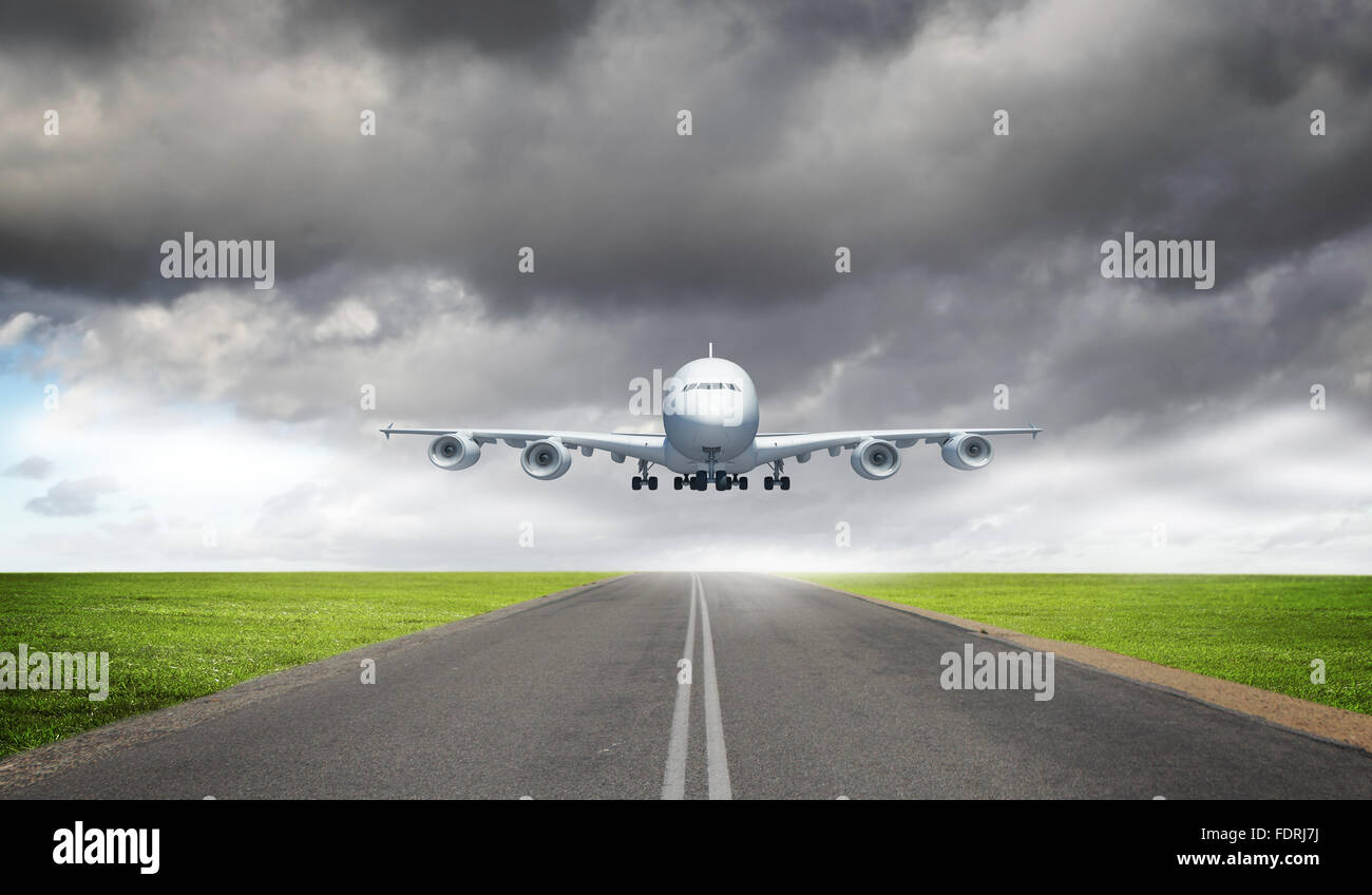 Big passenger white blue plane hi-res stock photography and images - Alamy