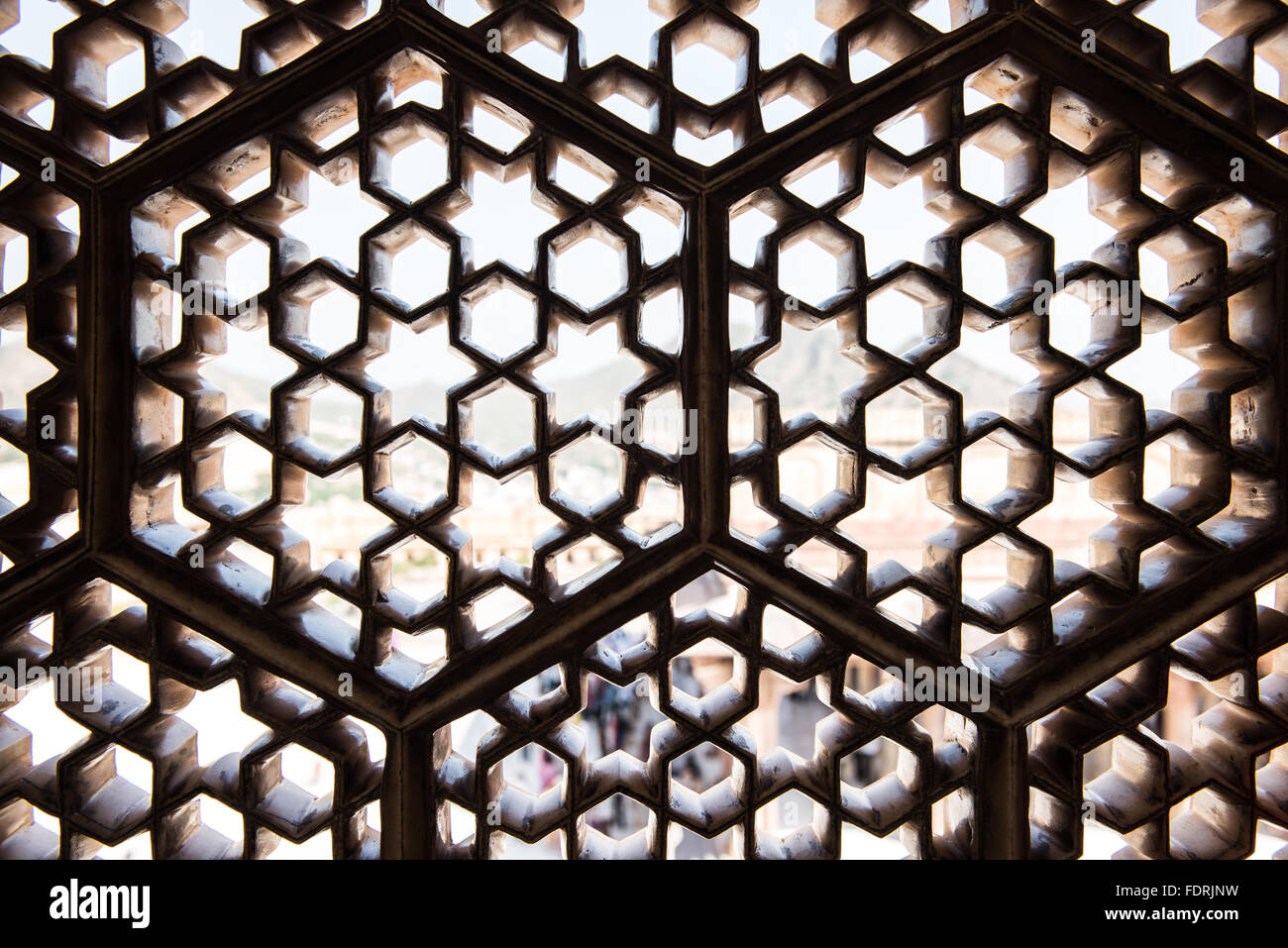Latticed Windows in Amer Fort Stock Photo - Alamy