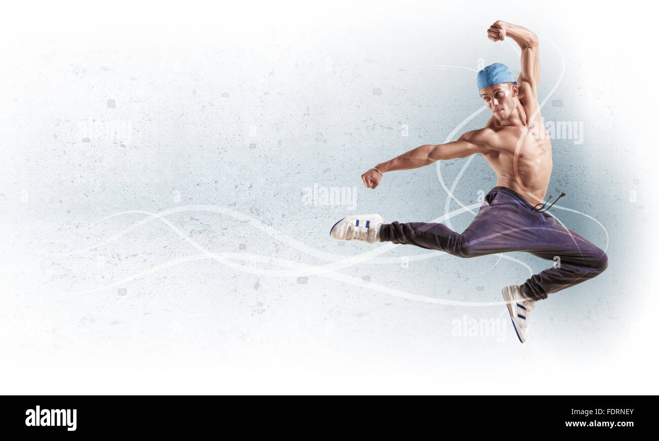 young man in a blue cap dancing hip hop - collage Stock Photo - Alamy