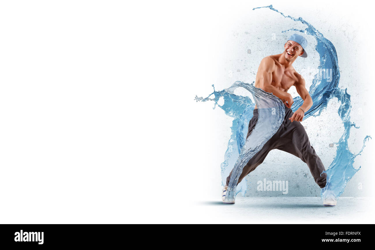 young man in a blue cap dancing hip hop - collage Stock Photo - Alamy