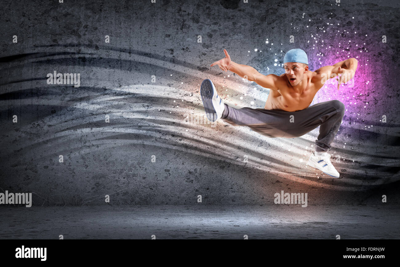 young man in a blue cap dancing hip hop - collage Stock Photo - Alamy
