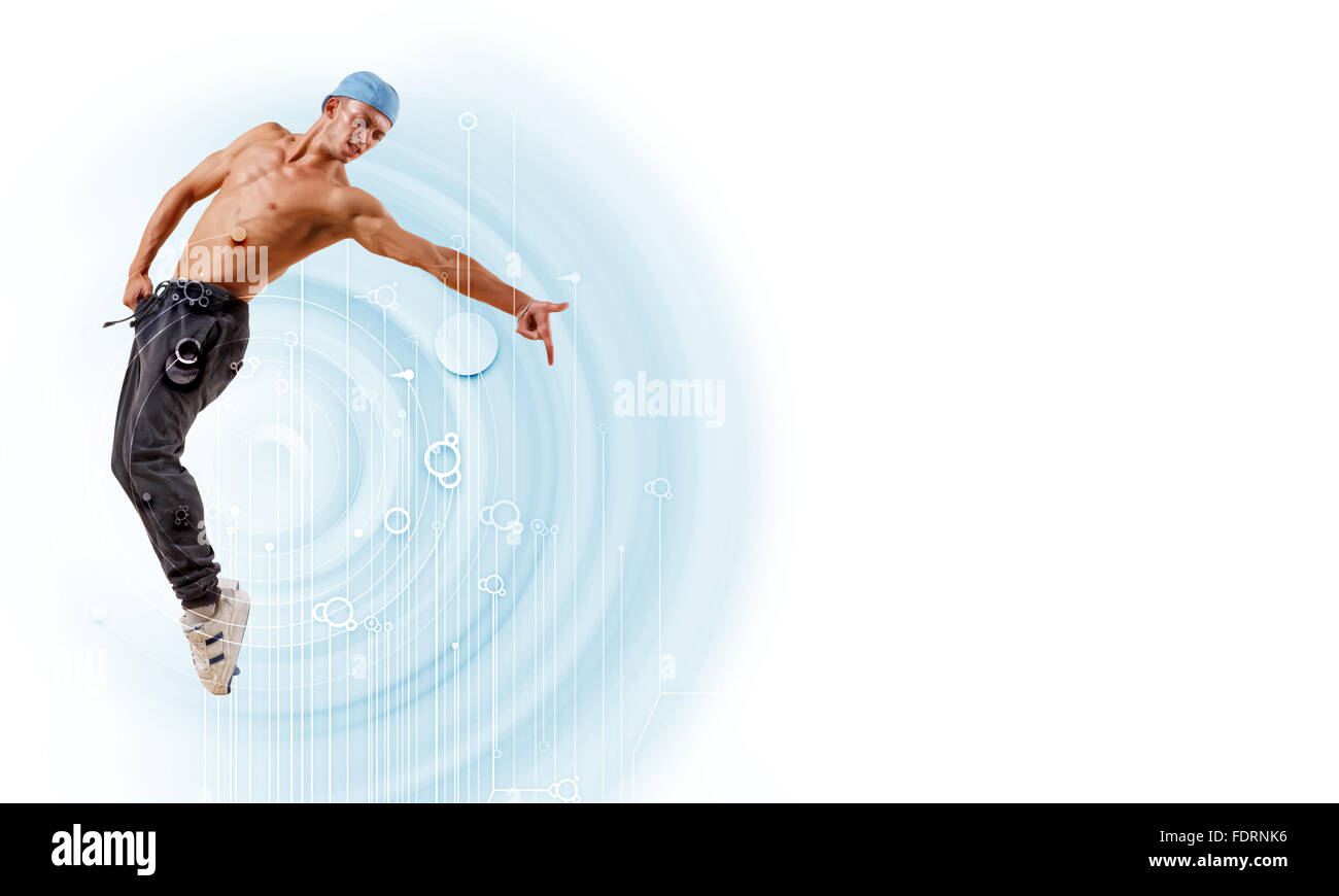 young man in a blue cap dancing hip hop - collage Stock Photo - Alamy