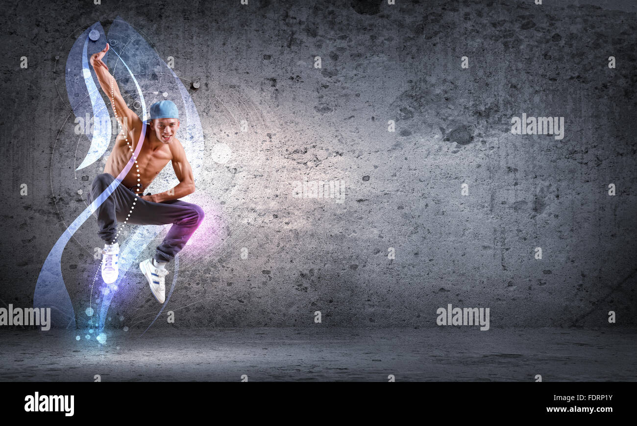 young man in a blue cap dancing hip hop - collage Stock Photo - Alamy