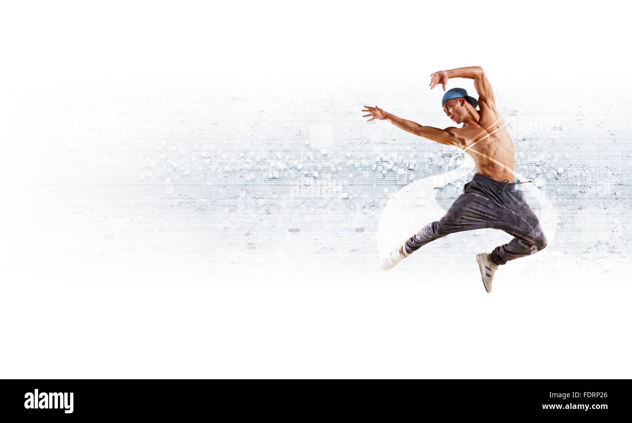 young man in a blue cap dancing hip hop - collage Stock Photo - Alamy