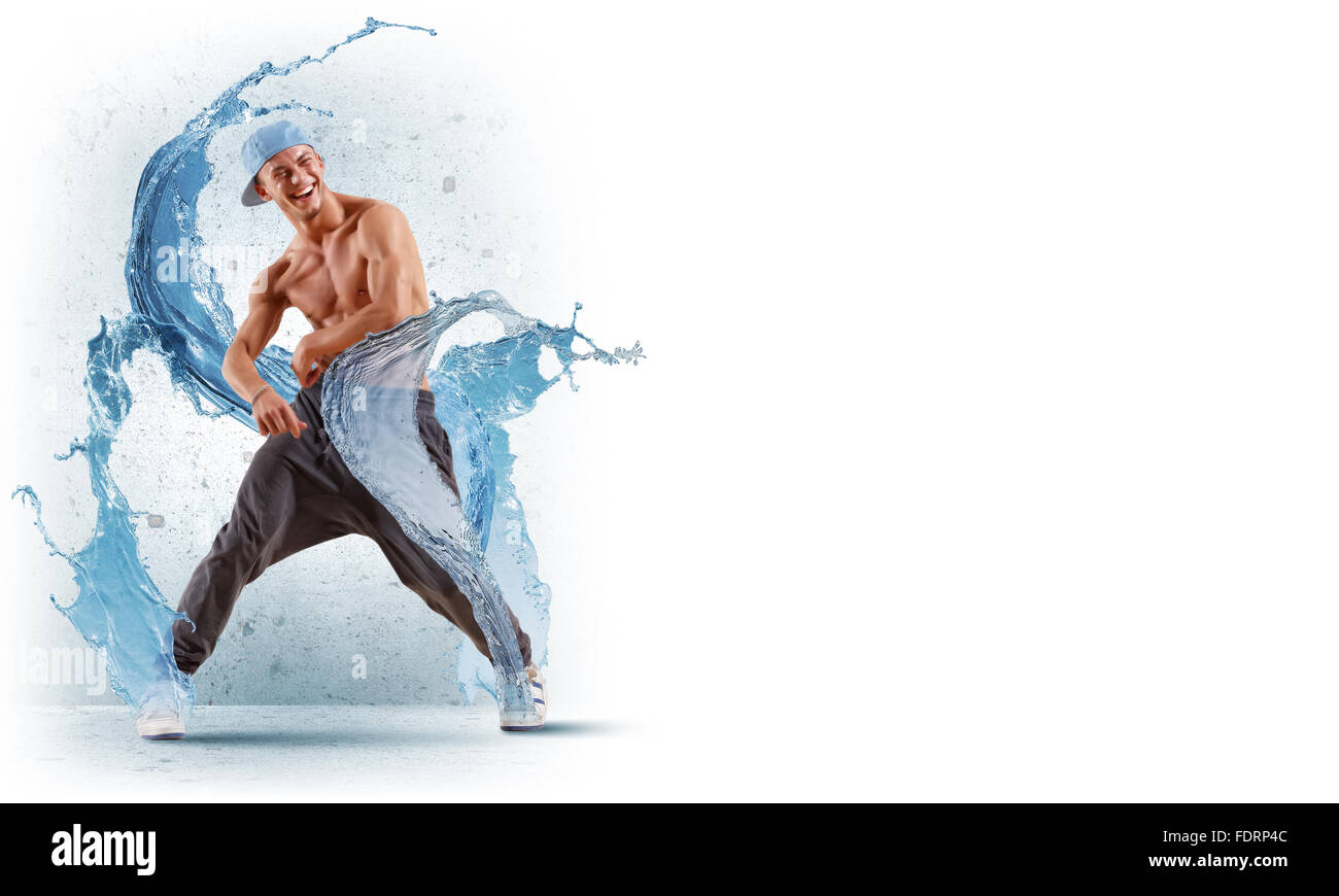 young man in a blue cap dancing hip hop - collage Stock Photo - Alamy