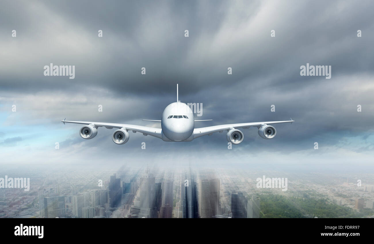 Large passenger airplane flying in the sky Stock Photo - Alamy