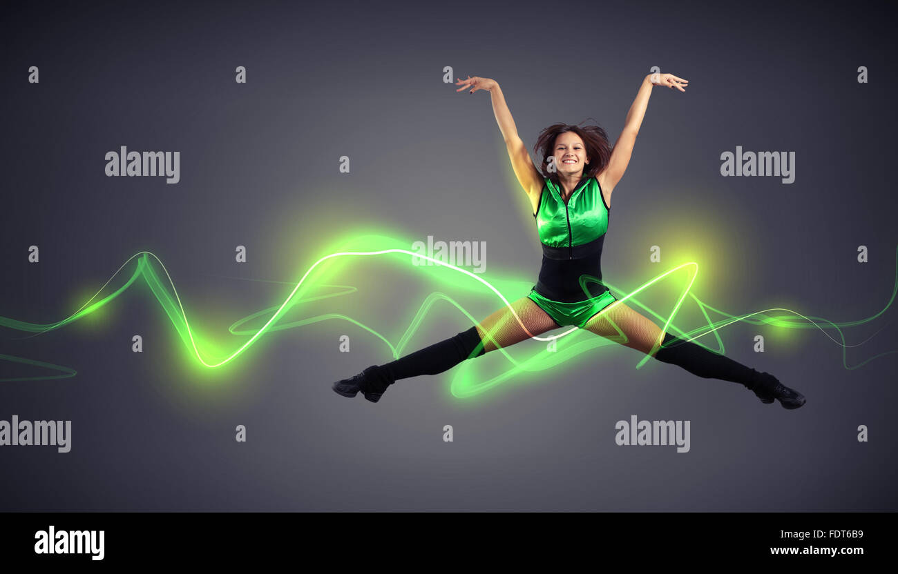 Young woman dancer illustration. With lights effect Stock Photo - Alamy