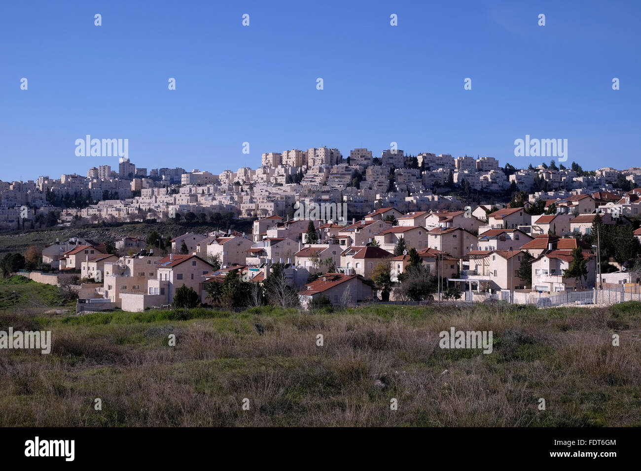 View of Pisgat Ze'ev or Pisgat Zeev neighborhood one of five Ring ...