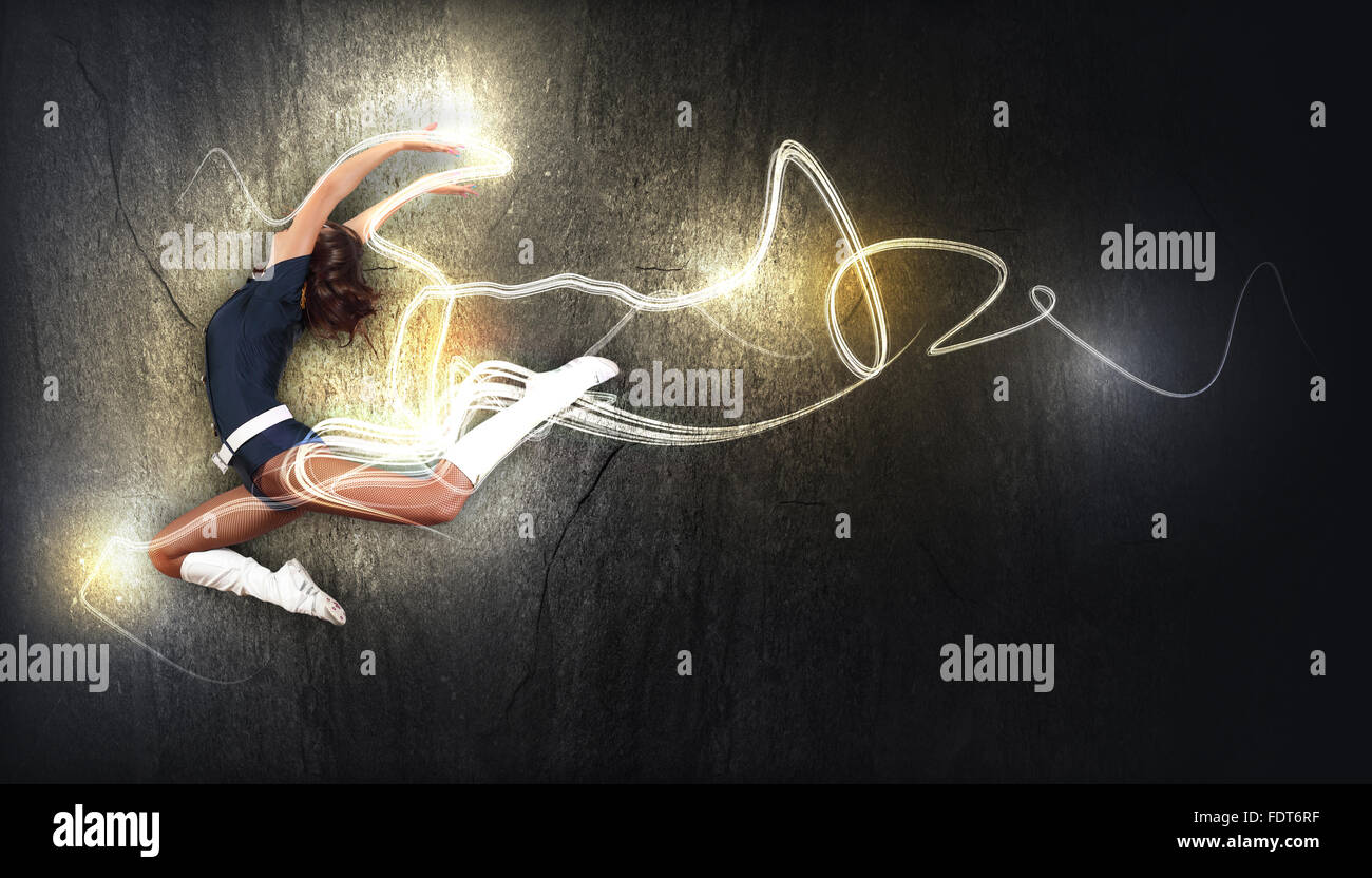 Young woman dancer illustration. With lights effect Stock Photo - Alamy