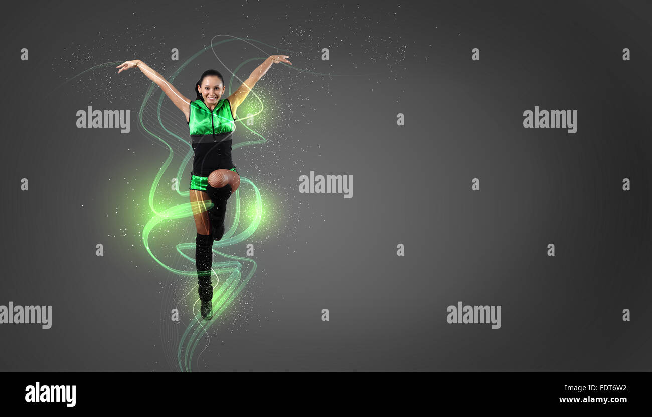 Young woman dancer illustration. With lights effect Stock Photo - Alamy