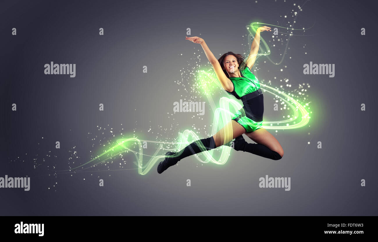 Young woman dancer illustration. With lights effect Stock Photo - Alamy
