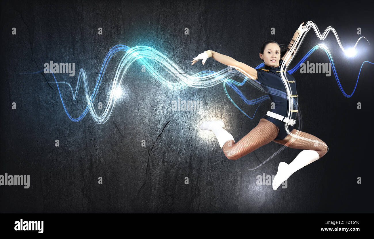 Young woman dancer illustration. With lights effect Stock Photo - Alamy